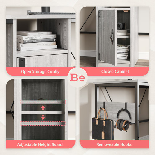Zipcode Design™ Fulcher Corner Desk with File Cabinet Reversible Desks ... Zipcode Design™ Fulcher Corner Desk with File Cabinet Reversible Desks ...